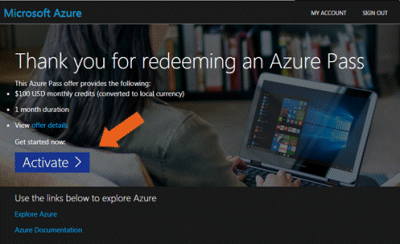 Azure Pass Redemption